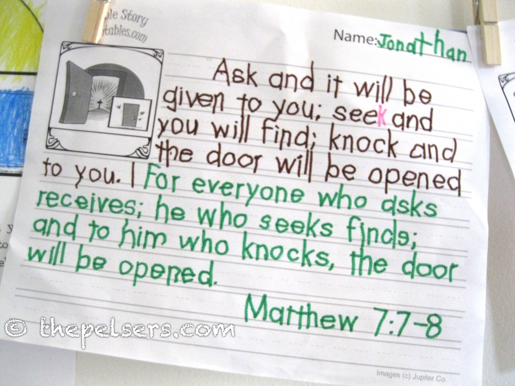 Matthew 7:7-8 Tracing - The Pelsers